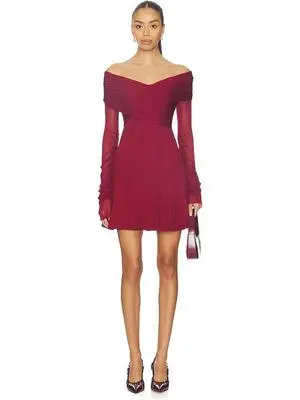 SELF-PORTRAIT Viscose Knit Mini Dress - Burgundy