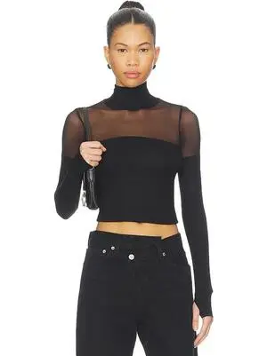 Michael Lauren Marvel Longsleeve Turtleneck Top - Black