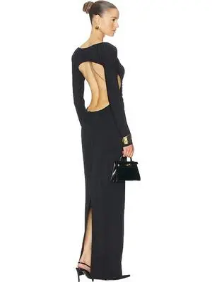 HELSA The Ruched Open Back Jersey Dress - Black
