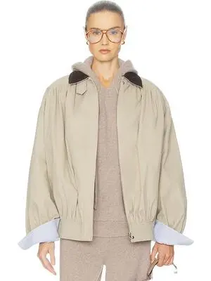 HELSA Shirred Bomber Jacket With Corduroy Collar - Sandstone