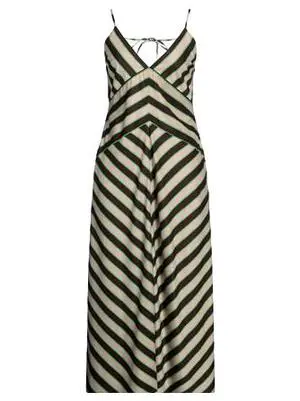 MSGM Striped Flared Midi Dress - Beige