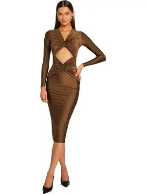 SEROYA Maida Midi Dress - Sable Brown