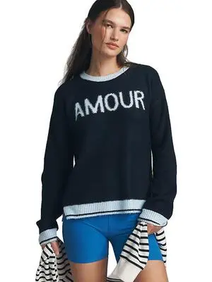 Sundry Amour Intarsia Wool Blend Sweater - Deep Navy