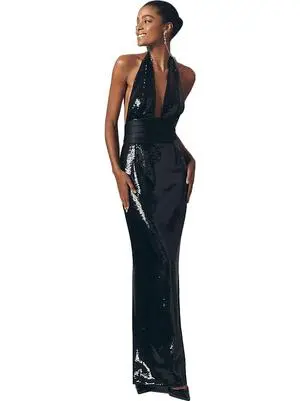 Retrofete Fitted Sequin Maxi Dress - Black