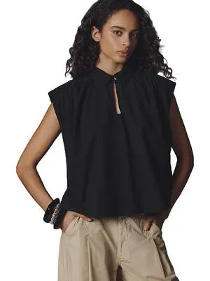 NATION LOS ANGELES Jody Sleeveless Keyhole Blouse - Black
