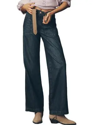 AMO Greta High-rise Wide-leg Trouser Jeans - Dark Denim