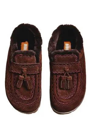 BIBI LOU Contrast Tassel Moccasin Flats - Chocolate