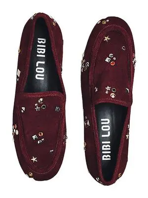 BIBI LOU Icon Studded Loafers - Wine