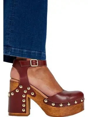 Free People Cecelia Studded Clogs - Mahogany