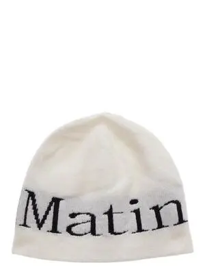 MATIN KIM Logo Jacquard Short Beanie - White