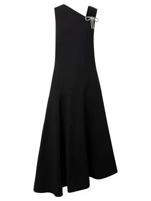 JIL SANDER Asymmetric Bow-embellished Midi Dress - Black