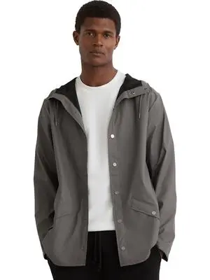 Rains Waterproof Hooded Rain Jacket - Grey