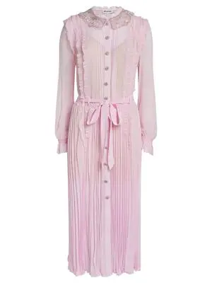 SELF-PORTRAIT Georgette Ruffled Midi Dress - Pink