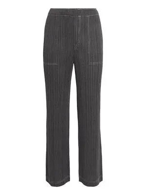 Issey Miyake Cotton Denim Pleated Trousers - Black