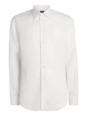 Emporio Armani Linen Logo Shirt - White