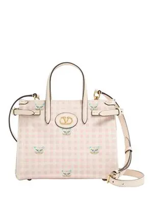 Valentino Garavani Small Cotton-linen Antibes Tote Bag - Pink