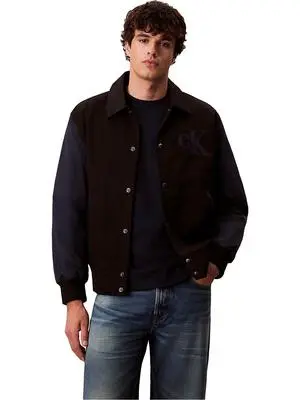 Calvin Klein Nylon-cotton Varsity Bomber Jacket - Black