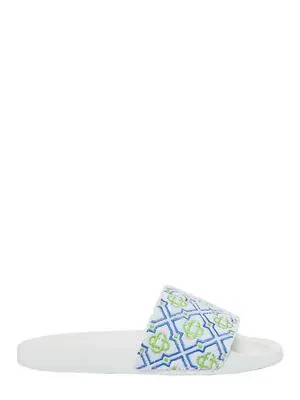 Casablanca Monogram Pool Slides - White