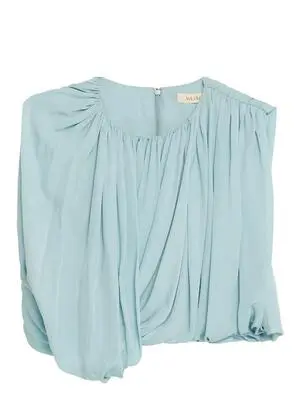 HEIRLOME Marie Draped Silk Georgette Crop Top Sky