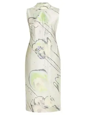 JASON WU Sleeveless Watercolor Midi Dress - Light Jade