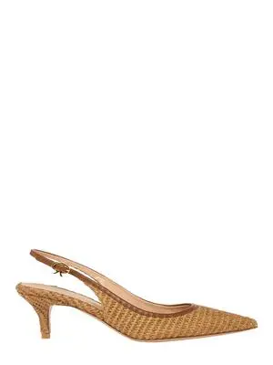 GIANVITO ROSSI Marbella Raffia Slingback Pumps - Cuoio