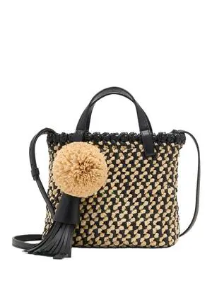 Ulla Johnson Raffia Mini Crossbody Handbag - Noir Natural