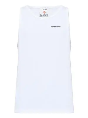 Casablanca Ribbed Logo Tank Top White