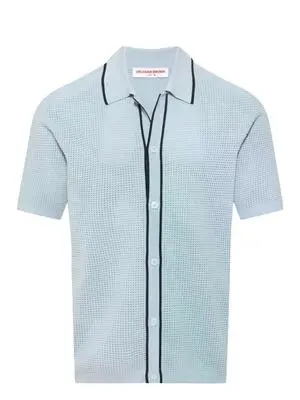Orlebar Brown Roddy Button-up Perforated Shirt - Blue
