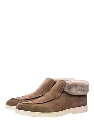 POCHE PARIS Fur Trim Boots - Brown