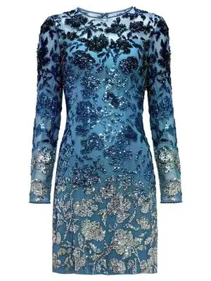 Jenny Packham Jazz Sequin-embellished Mini Dress - Blue