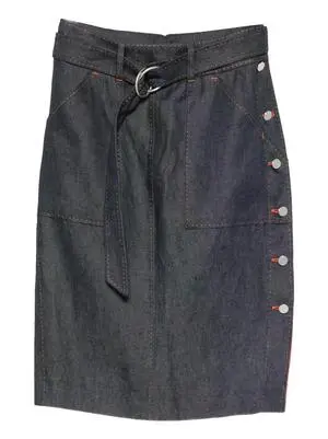 Hermès 2010s Belted Buttoned Skirt - Blue