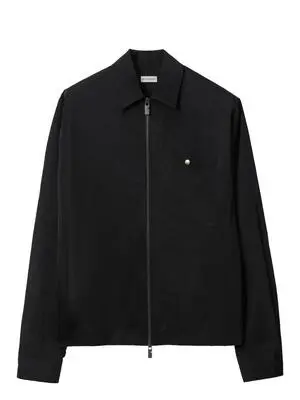 Burberry Zip Embroidered Nylon Overshirt - Black