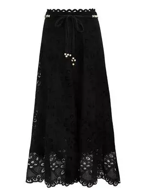 Zimmermann Embroidered Draping Skirt - Black