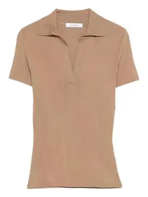 Max Mara V-neck Ribbed Knit Top - Brown
