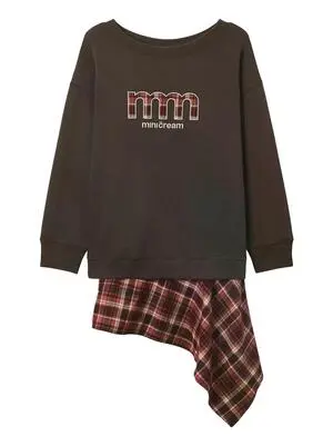 MINI CREAM Plaid Sweatshirt - Brown