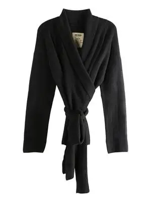 UMA WANG Ribbed Knit Wrap-tie Cardigan - Black
