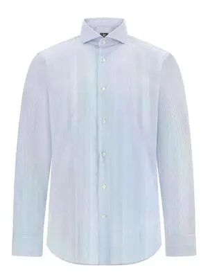 Boggi Milano Naples-collar Striped-pattern Shirt - Blue