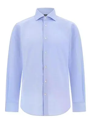 Boggi Milano Plain Cotton Shirt - Blue