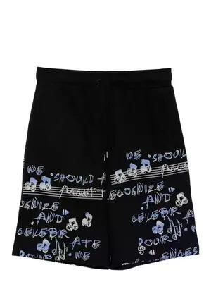 PORTS V Printed Track Shorts - Black