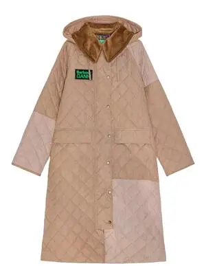 GANNI X Barbour Quilted Patchwork Hooded Coat - Neutrals