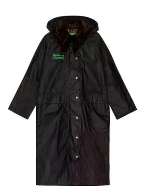 GANNI X Barbour Panelled Hooded Coat - Black