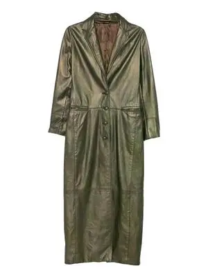 ROMEO GIGLI 1996-1997s Buttoned Leather Coat - Green