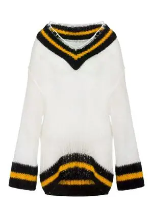 Moschino V-neck Striped Sweater - White