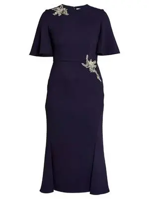 Erdem Embellished Midi Dress - Blue