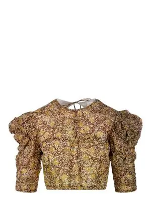 MARANT ETOILE Gathered-sleeve Floral-print Blouse - Brown