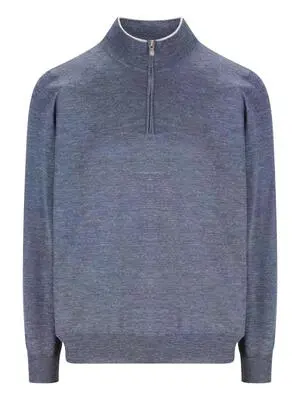 Brunello Cucinelli Zip-up High-neck Sweater - Blue