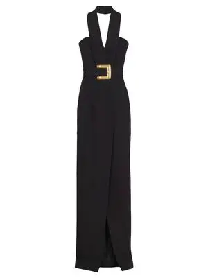 Balmain Halterneck Buckle-embellished Dress - Black