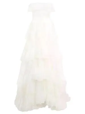 Jenny Packham Angel Falls Tiered Maxi Dress - White