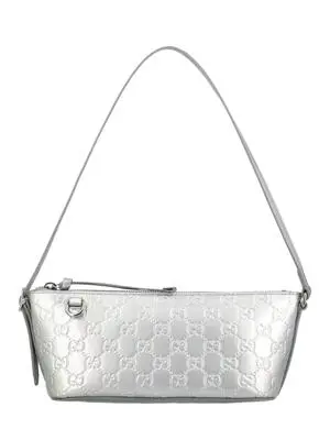 Gucci Small Gg Emblem Shoulder Bag - Silver