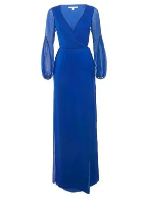 Diane Von Furstenberg Silk Wrap Maxi Dress - Blue